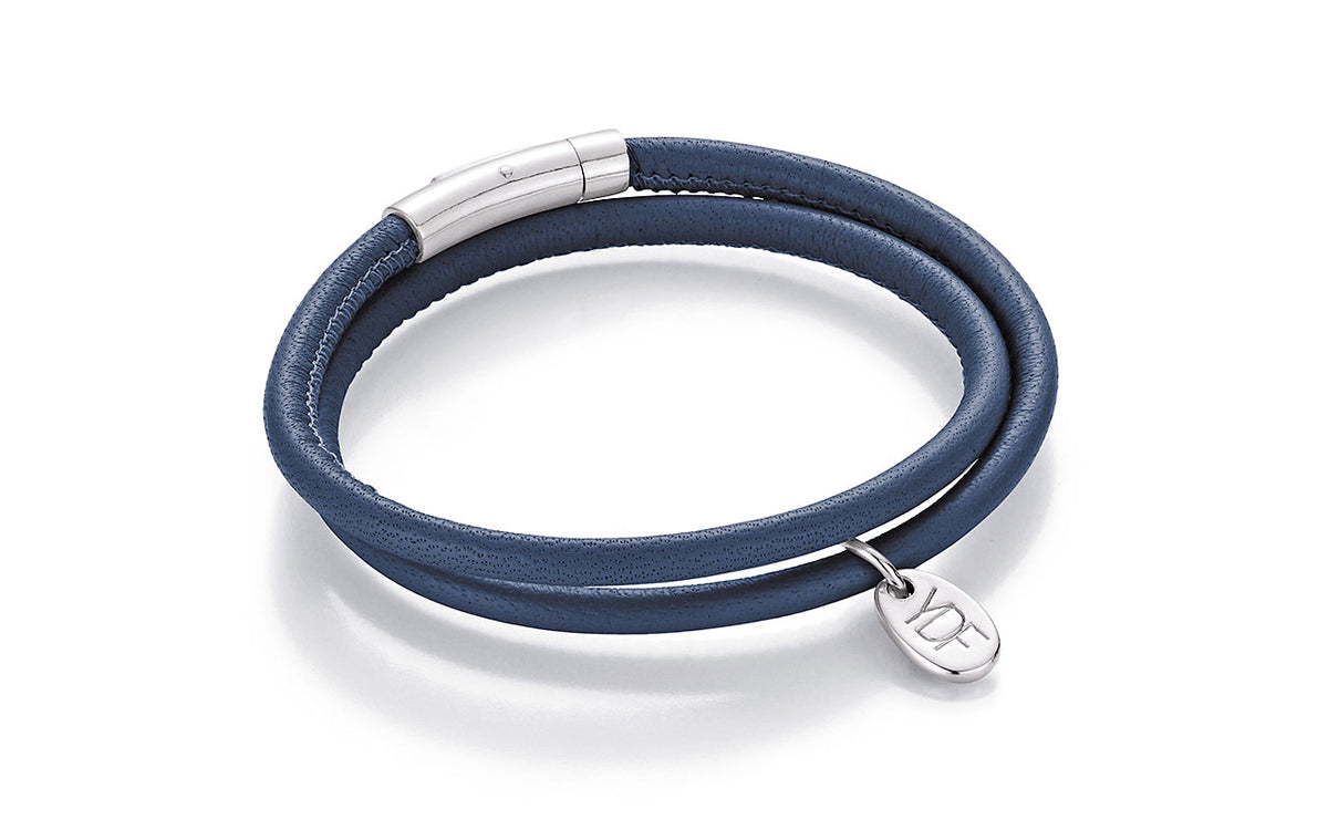 YDF Wickel-Armband Nappaleder echter Diamant 925 Silber hochwertig
